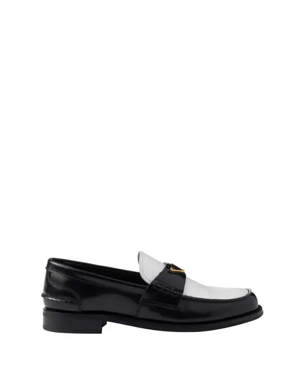 Prada Two-tone Brushed Leather Loafers - Black