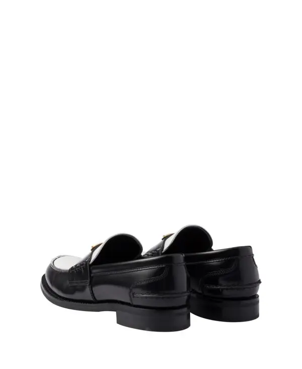 Prada Two-tone Brushed Leather Loafers - Black