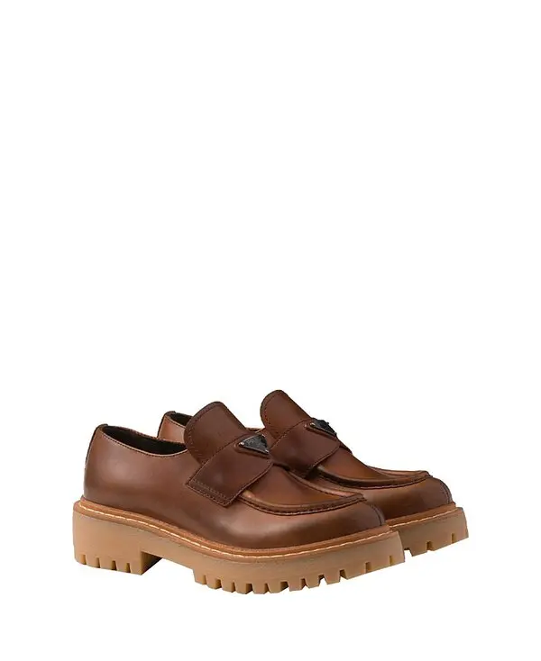 Prada Leather Loafers - Brown