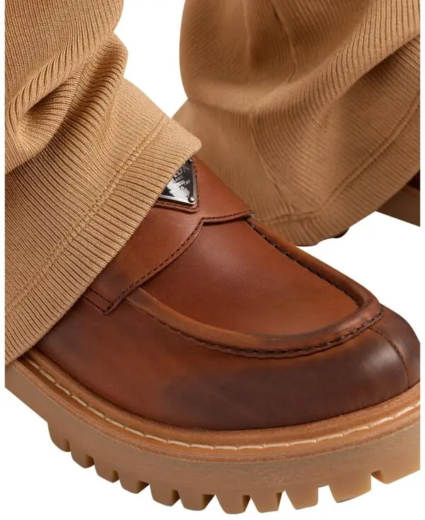 Prada Leather Loafers - Brown