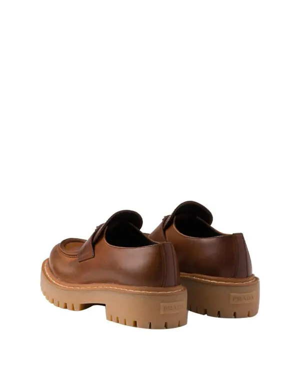 Prada Leather Loafers - Brown