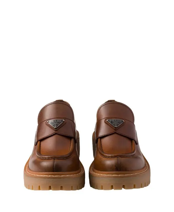 Prada Leather Loafers - Brown