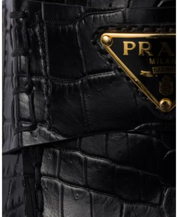 Prada Croco-print Leather Loafers