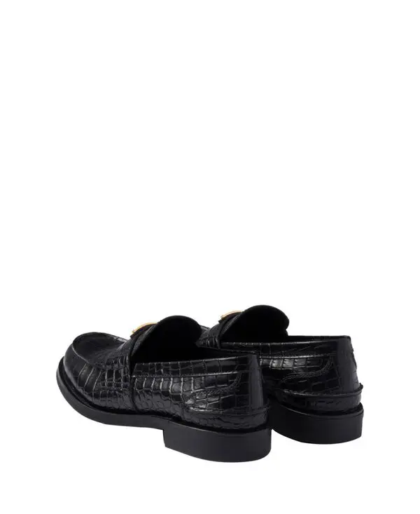 Prada Croco-print Leather Loafers