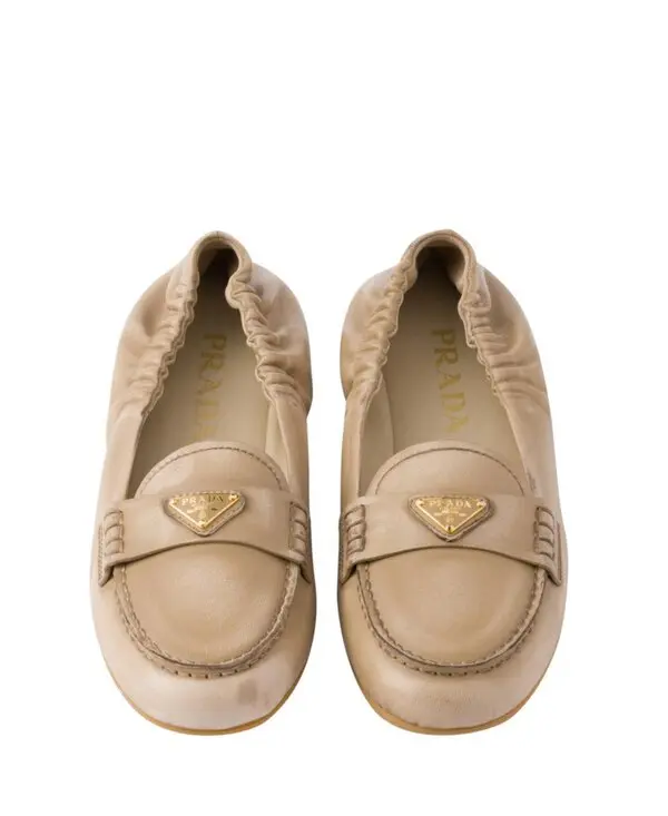 Prada Nappa Leather Loafers - Neutral