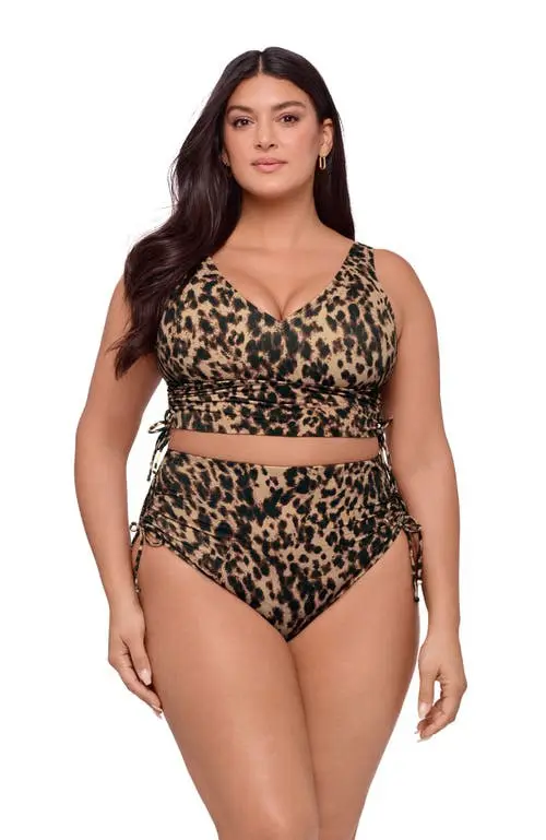 S3 APPAREL High-waisted Cinch Bikini Bottoms - Dolce Leopard