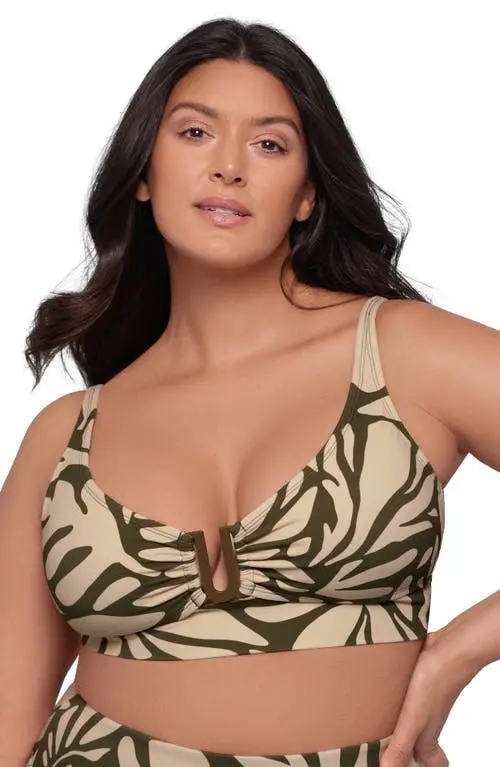 S3 APPAREL U-wire Adjustable Midkini Swim Top - Modern Foliage Eucalyptus
