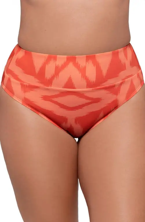 S3 APPAREL Ultra High Waist Banded Bikini Bottom - Diamond Ikat Watermelon