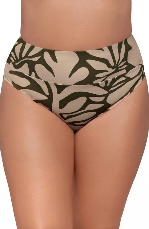 S3 Ultra High Waist Banded Bikini Bottom - Modern Foliage Eucalyptus