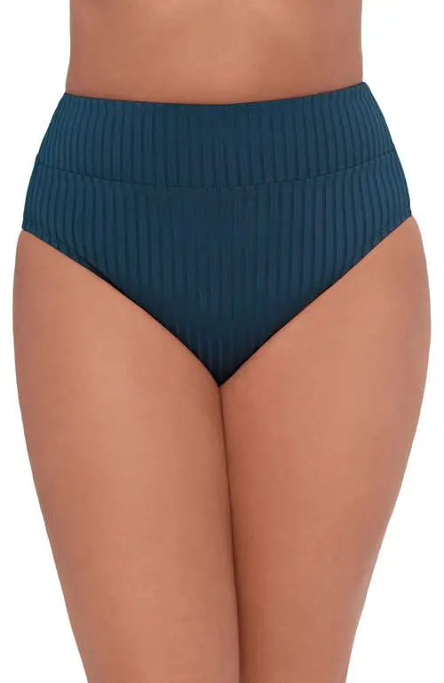 S3 Ribbed High Waist Bikini Bottom - Dusk Blue