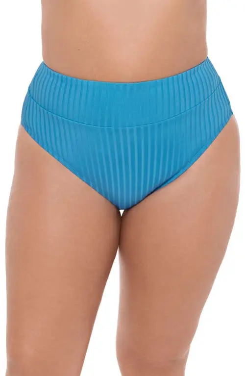 S3 Ribbed High Waist Bikini Bottom - Lake Blue