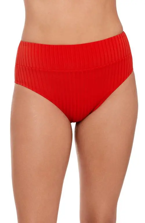 S3 Ribbed High Waist Bikini Bottom - Scarlet