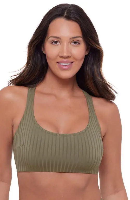 S3 APPAREL Ribbed Scoopneck Crossback Bralette Swim Top - Eucalyptus