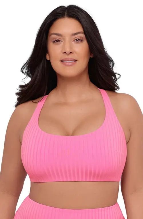 S3 Ribbed Scoopneck Crossback Bikini Top - Hot Orchid