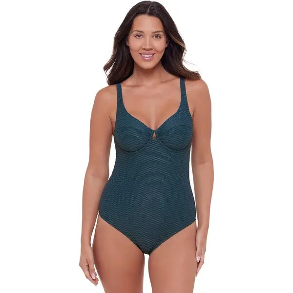 S3 Textured Underwire One-piece Swimsuit - Dusk Blue