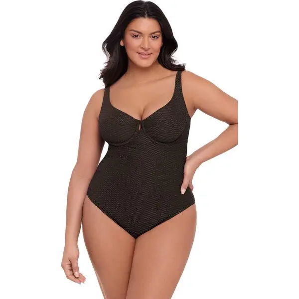 S3 Textured Underwire One-piece Swimsuit - Onyx Black