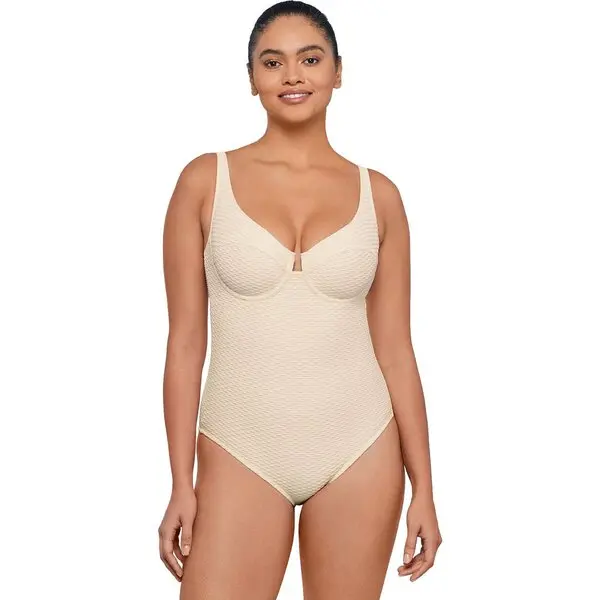 S3 Textured Underwire One-piece Swimsuit - Pearl