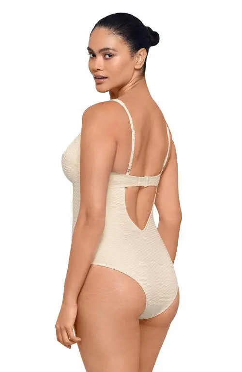 S3 APPAREL Textured Underwire One-piece Swimsuit - Pearl