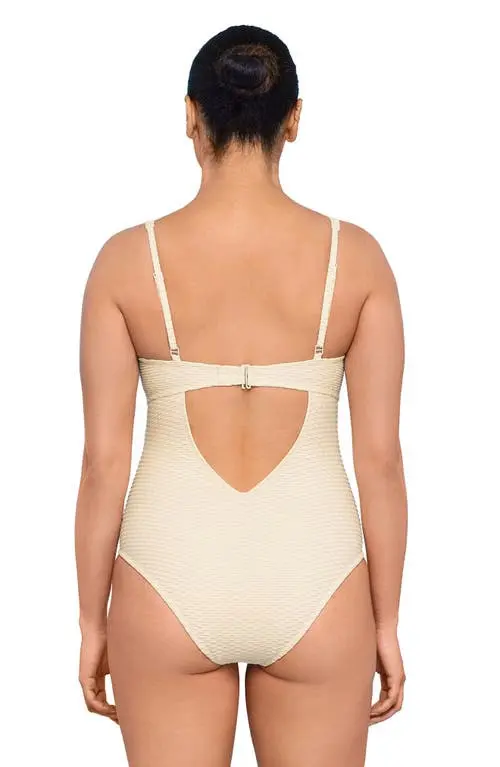 S3 APPAREL Textured Underwire One-piece Swimsuit - Pearl