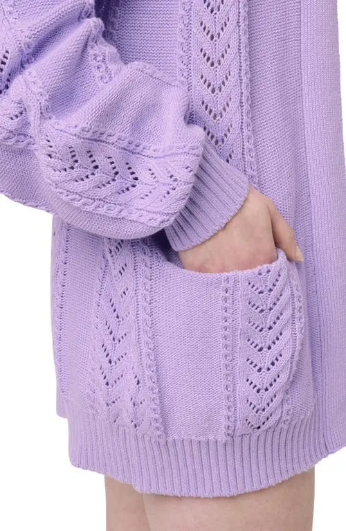 FLORENCE BY MILLS Pointelle Stitch Cardigan - Millie Lavender