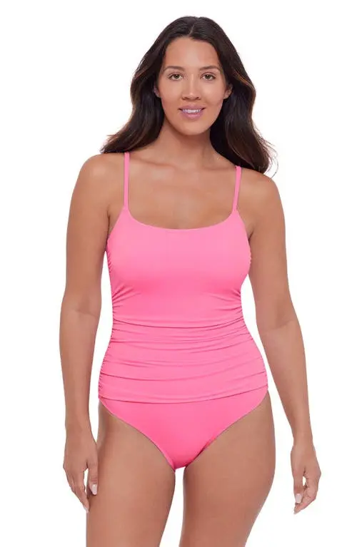 S3 APPAREL Classic Shirred Front One Piece Swimsuit - Hot Orchid