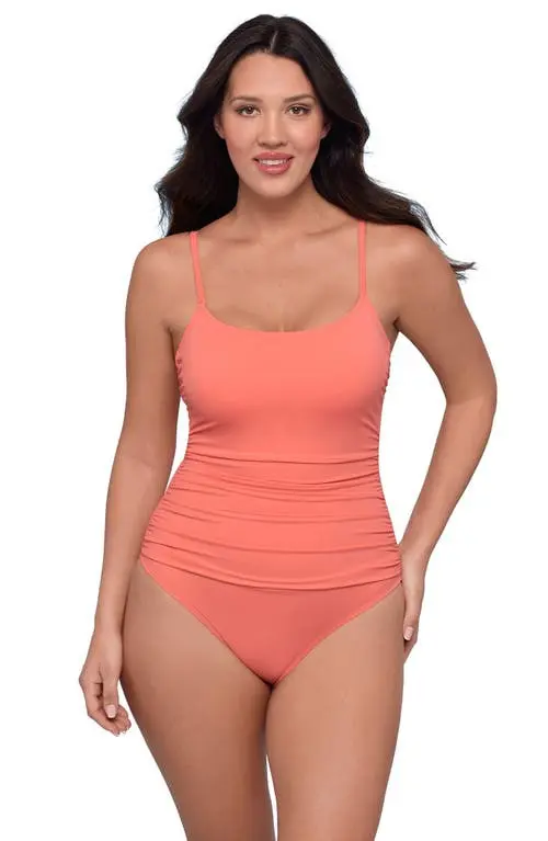 S3 APPAREL Classic Shirred Front One Piece Swimsuit - Watermelon
