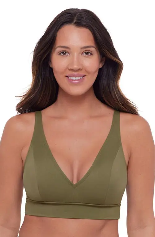 S3 APPAREL Supportive Banded Plunge V-neck Bralette Swimsuit Top - Eucalyptus