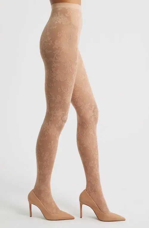 Wolford Floral Pattern Tights - Almond