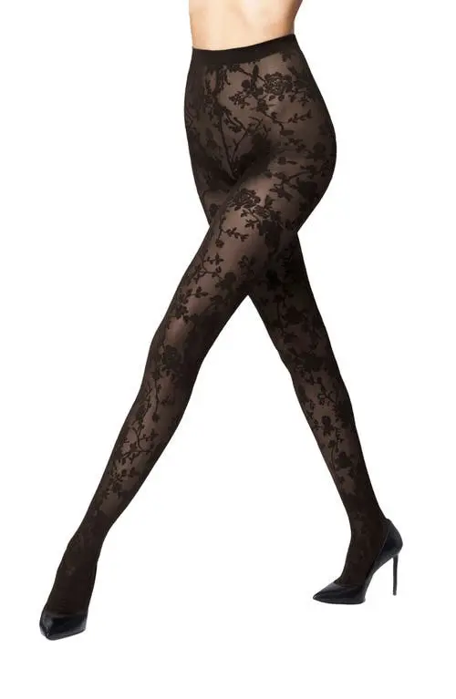 Wolford Floral Pattern Tights - Soft Cacao