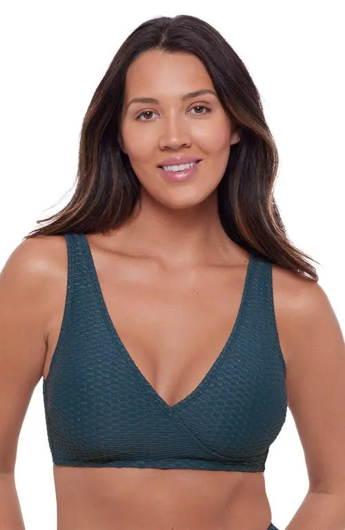 S3 APPAREL Novelty Texture Wrap Bralette Swim Top - Dusk Blue