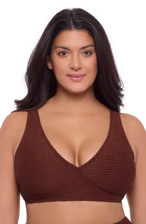 S3 APPAREL Novelty Texture Wrap Bralette Swim Top - Sangria