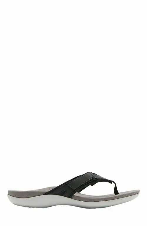 ABEO Oasis Sport Flip Flop With Water-resistant Leather Uppers And Adjustable Strap - Black - Regular