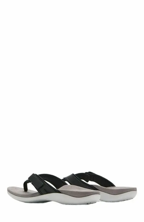 ABEO Oasis Sport Flip Flop With Water-resistant Leather Uppers And Adjustable Strap - Black - Regular
