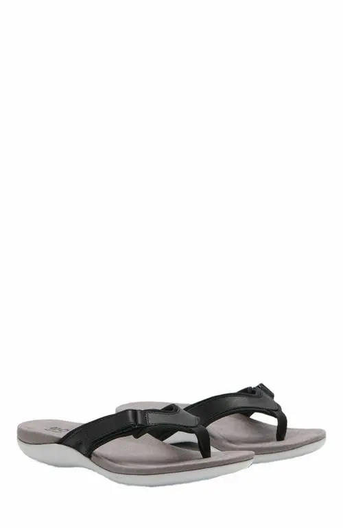 ABEO Oasis Sport Flip Flop With Water-resistant Leather Uppers And Adjustable Strap - Black - Regular