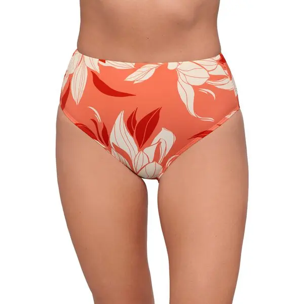 S3 High-waisted Bikini Bottom - Water Lilies Watermelon