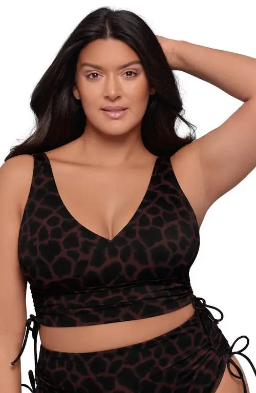 S3 APPAREL Cinched Adjustable Midkini Top - Giraffe Sangria