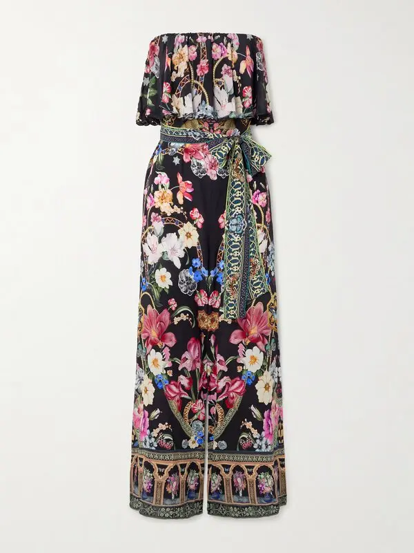 Camilla Strapless Printed Silk Jumpsuit