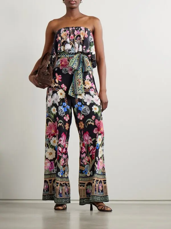 Camilla Strapless Printed Silk Jumpsuit