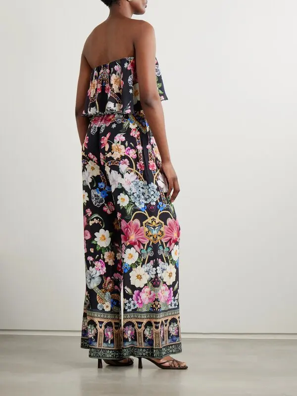 Camilla Strapless Printed Silk Jumpsuit