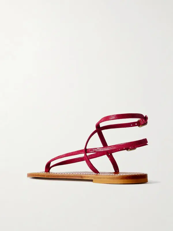 K.JACQUES Abako Lizard-effect Leather Sandals - Red
