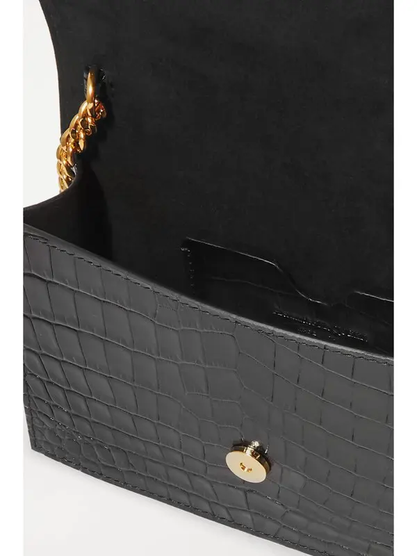 Alexander McQueen Skull Small Embellished Croc-effect Patent-leather Shoulder Bag