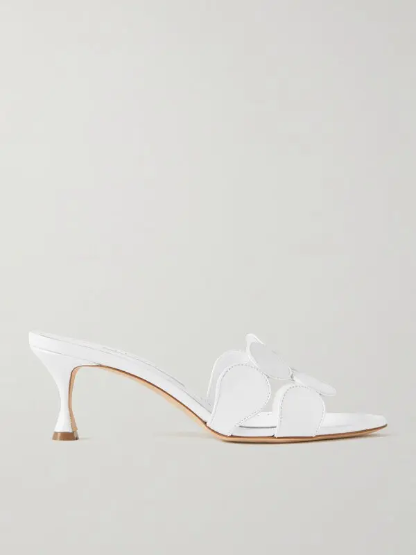 Manolo Blahnik Haribalmu 50 Leather Mules - White