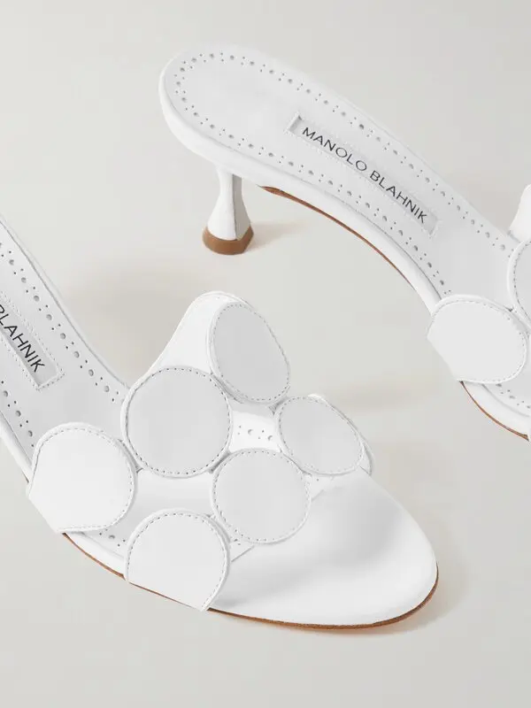 Manolo Blahnik Haribalmu 50 Leather Mules - White