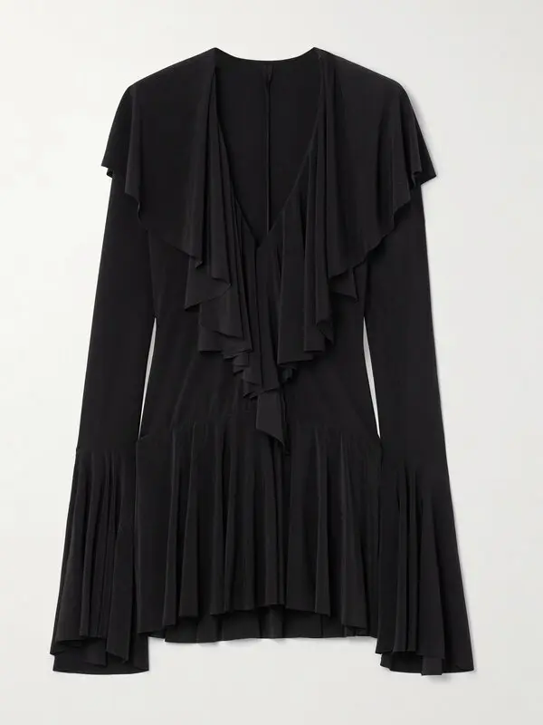 Norma Kamali Ruffled Jersey Mini Dress