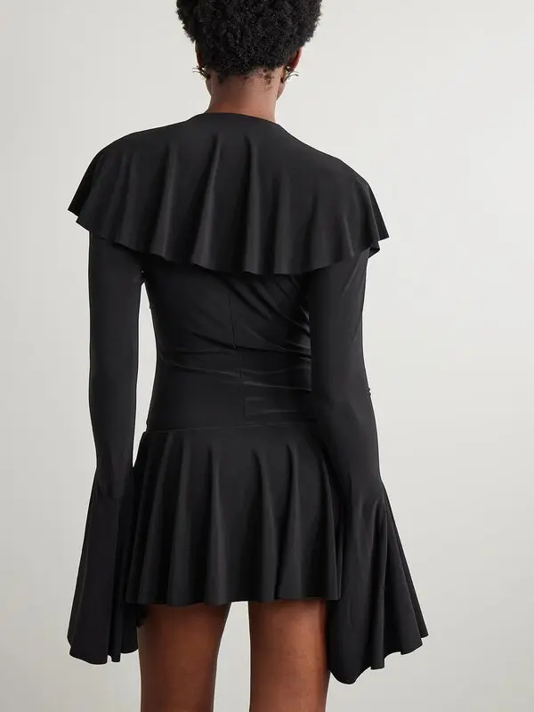 Norma Kamali Ruffled Jersey Mini Dress