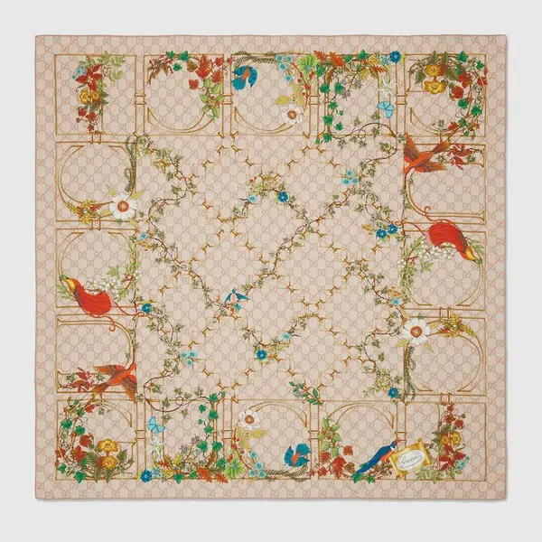 Gucci Printed Silk Twill Carr - Neutral
