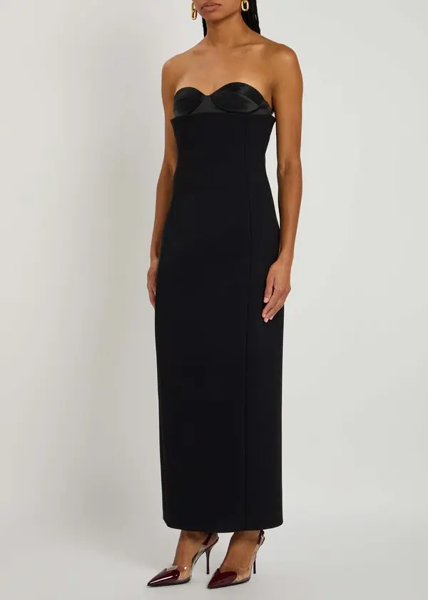 Khaite Yael Corseted Crepe Maxi Dress