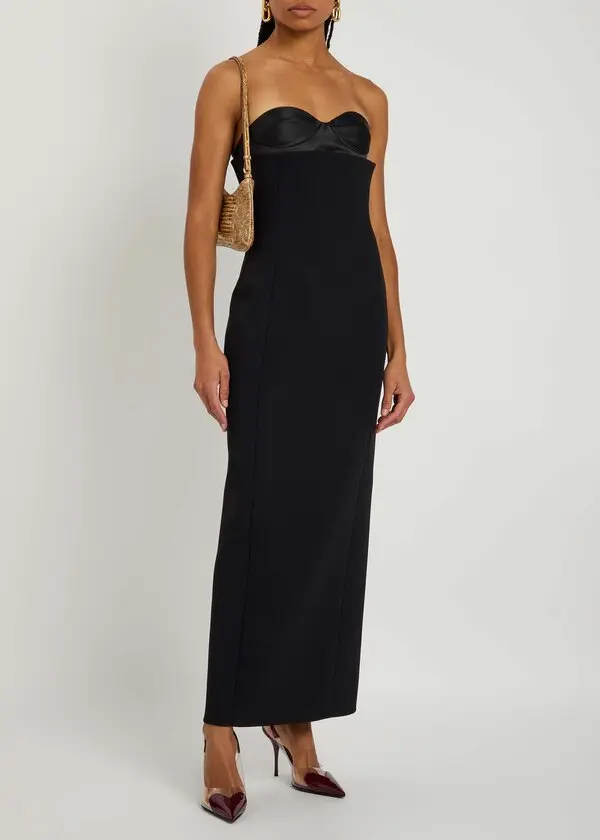 Khaite Yael Corseted Crepe Maxi Dress