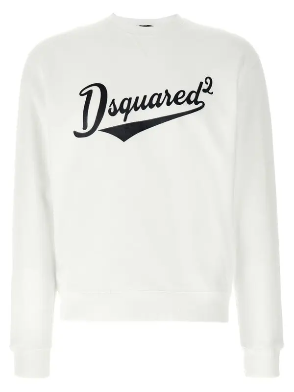Dsquared2 Cotton Jersey Sweatshirt With Velvet Logo - White