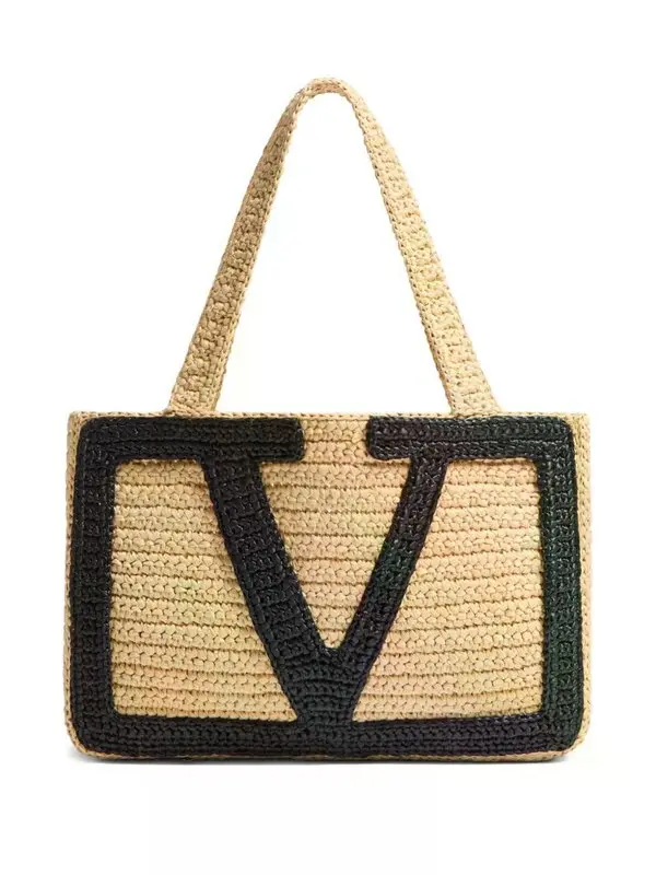 Valentino Garavani Medium Viva Superstar Raffia Tote Bag - Neutrals